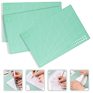 KALAIEN Self Healing Cutting Mat, 18"x12" Cutting Sewing Mat for Craft, 1 Pcs Pink Craft Knife,Steel Rule, 10 Pcs Stainless Steel Blade Kit