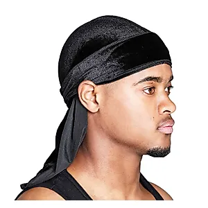 Velvet Du-RAG -Premium Quality- Wave Cap-Durag (Black)