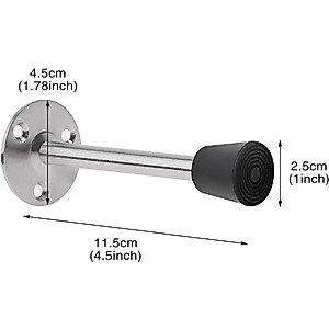 PENCK Door Stop Wall Mount Door Stopper 4.5inch 201 Stainless Steel Doorstop Protective Door and Wall Rubber Tip Design Mute