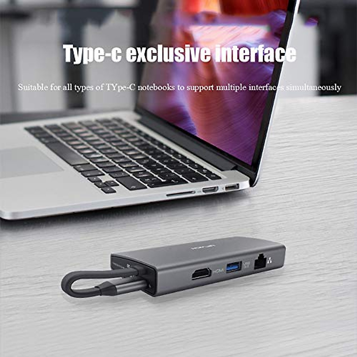 XUNMAIFHB Portable Docking Station,Type c hub 10-in-1 Docking Station HDMI+RJ45 Converter PD Charging, Gigabit Network, USB3.0 Transmission, HDMI4K HD, Card Reading Function Fast Transmission