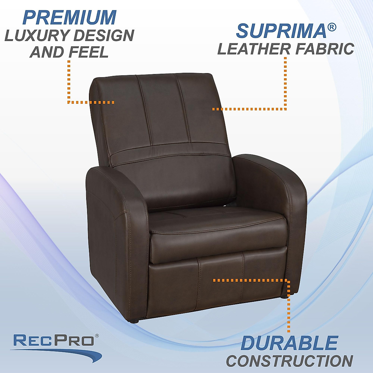 RecPro Charles RV Gaming Chair Ottoman Conversion | Built-in Storage | RV Furniture | Great for Teens | Chestnut