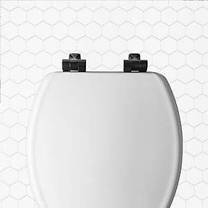 Mayfair 826MBSL 000 Benton Toilet Seat, 1 Pack Round, White with Matte Black Hinges