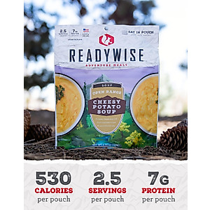READYWISE - Adventure Meal, Cheesy Potato Soup, 2 Servings, Pack of 1, Emergency Preparedness, Freeze Dried Food, MRE, Snack Pack or Emergency Food, Backpacking, Camping, Hiking, and, Survival Food