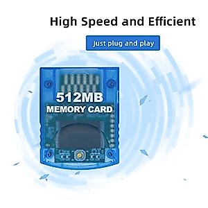 Tolesum Memory Card 512MB(8192 Blocks) 4 Data Areas for Gamecube and Wii Console, Blue 512MB