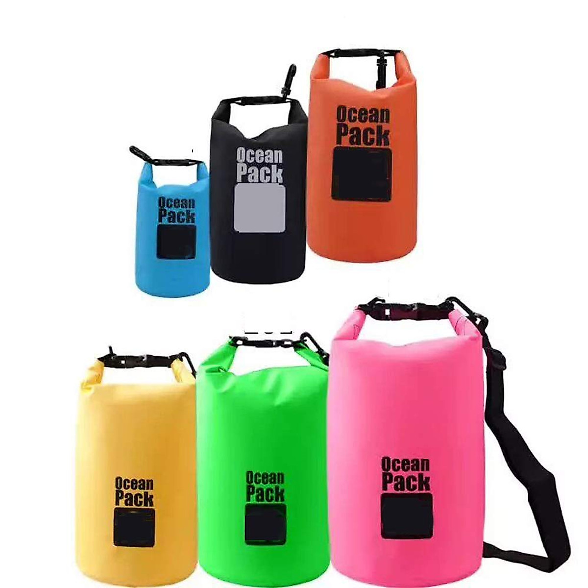 Acever Outdoor Dry Sack/Floating Waterproof Bag 2L/3L/5L/10L/15L/20L/30L for Boating, Kayaking, Hiking, Snowboarding, Camping, Rafting, Fishing and Backpacking (Black, 5L)