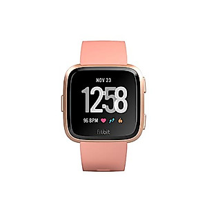 Fitbit Versa Smart Watch, Peach/Rose Gold Aluminium, One Size (S & L Bands Included)