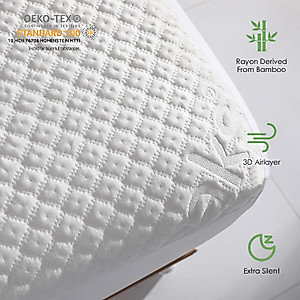 King Size Waterproof Mattress Protector Bamboo Cooling Fitted Mattress Pad Cover with Deep Pocket Up to 18''