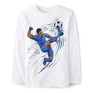 The Children's Place Boys Sports Long Sleeve Graphic T-Shirts Soccer Player Small