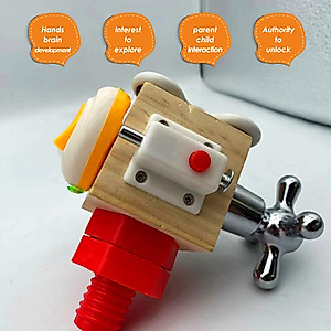 KEBEGE Busy Cube for Kids,Busy Board for Toddlers Fidget Toy Cube Wooden Sensory Board, Montessori Busy Board for Toddlers, Switch Function Early Learning, Learning Toy for Airplane or Car Travel