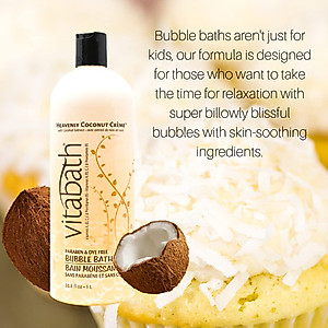 Vitabath Heavenly Coconut Crème Bubble Bath Rich Foaming Bubbly Soak & Relaxing Aromatherapy Moisturizing & Nourishing Indulgent Suds for Women & Men All Skin Types - 33.8 fl oz
