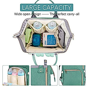 Diaper Backpack, Large Capacity Baby Bag, Multi-Function Travel Backpack Nappy Bags, Nursing Bag, Fashion Mummy, Roomy Waterproof for Baby Care, Stylish and Durable by Jewelvwatchro (Green)