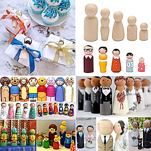 GACYSMD Wooden Peg Dolls Set 55pcs of Natural Unfinished Peg People Family, Unpainted Wooden Peg Dolls Unfinished Figures Mini peg People Wooden for Arts and Crafts