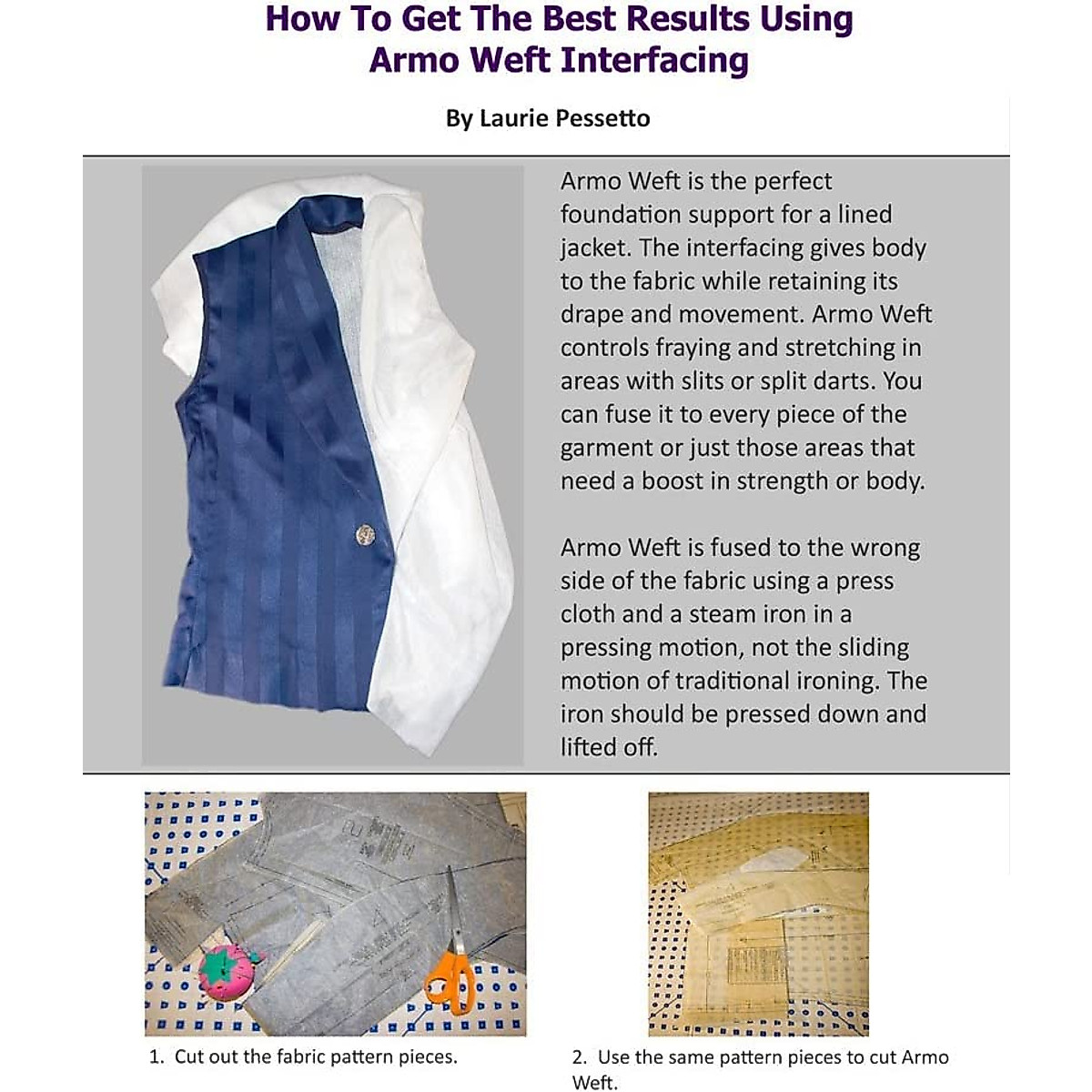 Superpunch Armo Weft HTC88002 Interlining/Interfacing - 20 Inches Wide, Medium Weight Woven Iron On Fleece Fusible Interface for Sewing, Polyester, Rayon, Sold in 2 Yard Package, Made In USA (White)