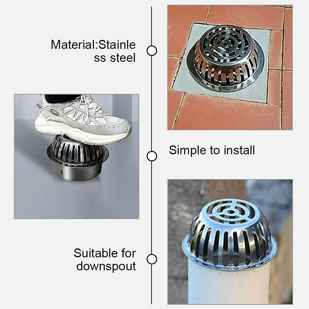 2pcs Drain Pipe Anti-blocking Cover Gutter Strainers for Leaves Ladder Gutter Guard Leaf Guard Gutter Guard Strainer for Leaf Gutter Drain Cover Leaf Strainer for Roof Gutter