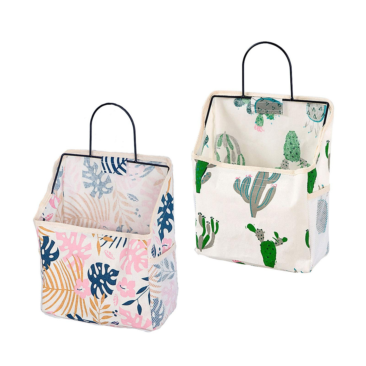 SuperDuo 2Pack Wall-Mounted Fabric Storage Bag Big Pocket Clothing Closet Organizer Basket Over The Door Linen Cotton Hanging Shelves Home Kitchen Box for Bedroom Bathroom Dormitory Desktop