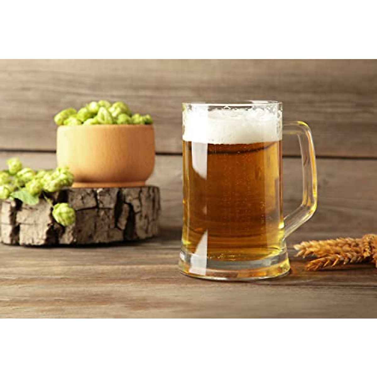 KooK Glass Beer Mugs Set, With Handles, Large Drinking Cups for Tea, Coffee, Root Beer Floats, Dishwasher and Freezer Safe, Clear and Durable, 22 oz, Set of 2