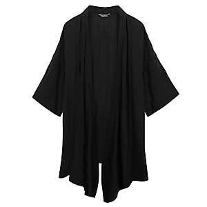 COOFANDY Mens Ruffle Shawl Collar Lightweight Cardigan Long Kimono Jackets Open Front Drape Cape Coat