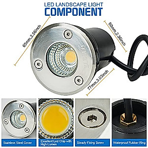 ELEGLO 12 Pack 3W Low Voltage Led Landscape Lights,12V/24V AC/DC Well Lights,IP67 Waterproof In Ground Light and Landscape Lighting for Garden,Yard, Driveway, Deck, Step Up Light(Warm White 12 Pack)