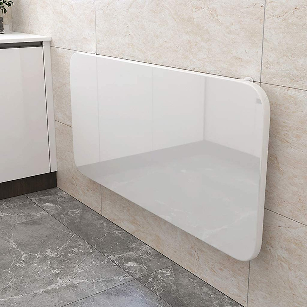 Laundry Folding Table, Wood Wall Mounted Table, Bracket Heavy Duty Stable Sturdy Wall Table, Floating Folding Table, Sturdy Hanging Table for Apartment, Study, Bedroom Kitchen Room Restaurant ( Color