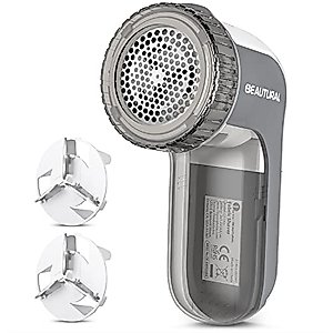 BEAUTURAL Fabric Shaver and Lint Remover, Sweater Defuzzer with 2-Speeds, 2 Replaceable Stainless Steel Blades, Battery Operated, Remove Clothes Fuzz, Lint Balls, Pills, Bobbles