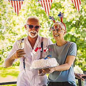 Sofier 4th of July Accessories 3 pairs USA American Flag Sunglasses Patriotic Party Favors Fourth of July Accessories Red White and Blue Sunglasses for Women Men Classic Retro