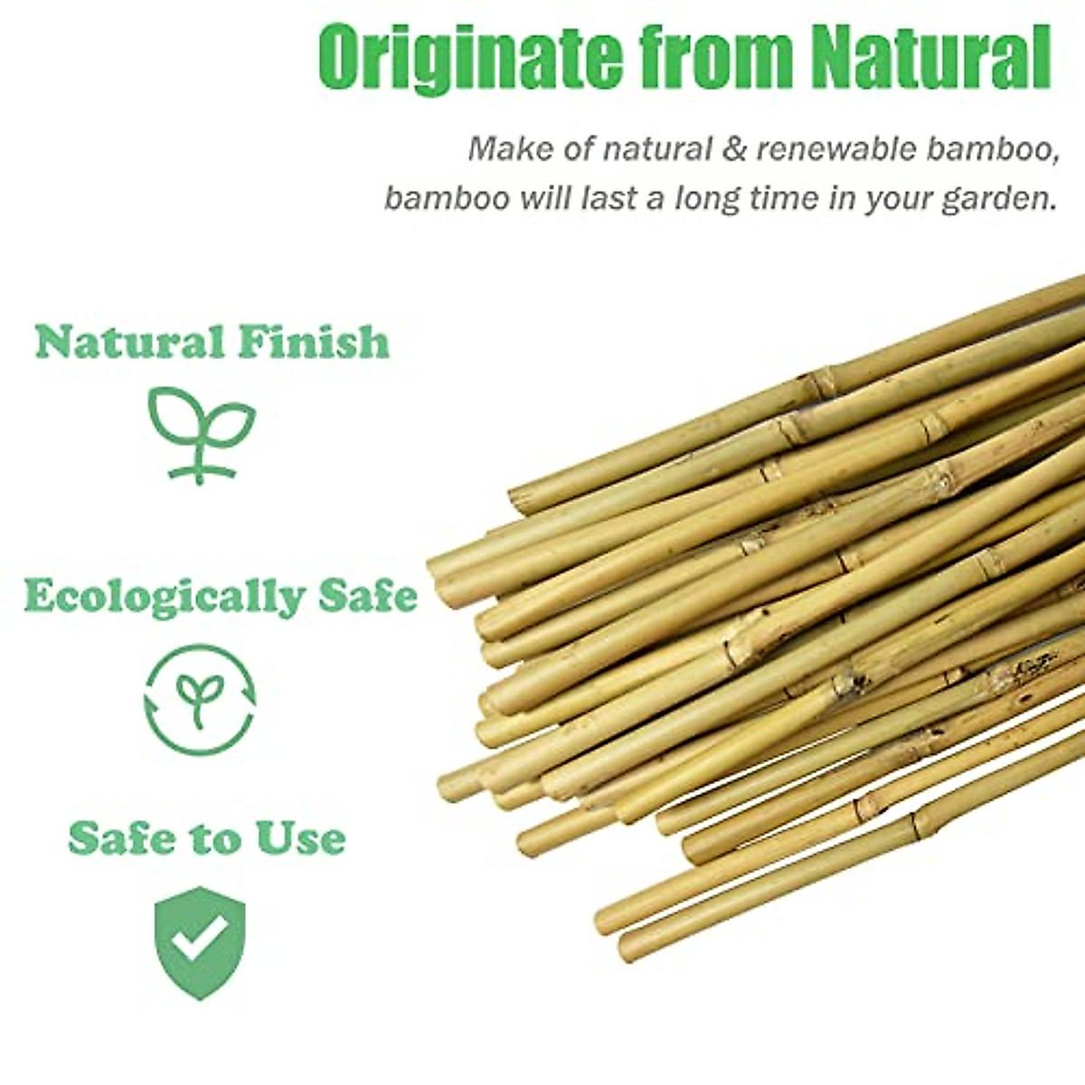Jollybower 3/4" D Thicker Heavy Duty Bamboo Stakes,6FT Plant Stakes,Natural Garden Stakes for Tomato,Bean,Flowers,Trees Potted and Climbing Plant Support-Pack of 9 Bamboo Stick