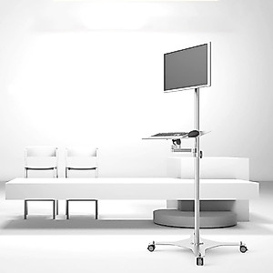 Monitor Arms Floor-standing Monitor Stand Mobile Single Monitor Stand Mount with Wheels and Keyboard Tray Height-adjustable LCD Monitor Stand for 10"-34" Monitor Adjustable Height Monitor