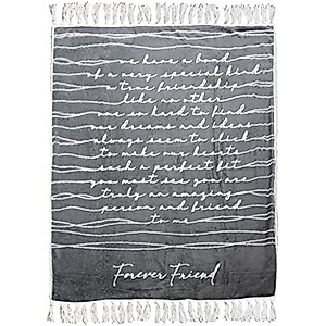Pavilion - Forever Friend 50" x 60" Luxury Sherpa Tassel Raised Text Throw Blanket Bestie Best Friend Encouragement Housewarming Gift - Threaded Together