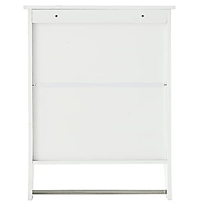 Iwell Bathroom Wall Cabinet with Adjustable Shelf in 3 Positions & Towel Bar, Medicine Cabinet with Door, Wall Mount Bathroom Cabinet, Over The Toilet Space Saver Storage Cabinet, White