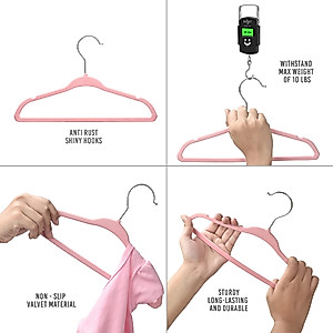Babyrish Baby Hangers for Closet - Cute Yet Sturdy Baby Clothes Hangers for Newborns, Toddlers and Kids - Space Saving, Non Slip Kids Hangers for Nursery - Pack of 20 Pink Velvet Hangers (20, Pink)
