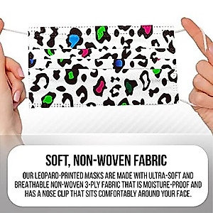 Safe N Wild Disposable Face Masks - 50 Breathable, Soft, Comfortable Masks Disposable - Waterproof 3 Ply Disposable Face Mask (Animal Print)