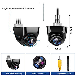 HD Backup Camera for Car Universal Front/Side/Rear Camera for 12V Car Truck Pickup SUV Rear View Reverse Camera with Left and Right, Up and Down Rotation Angle Night Vision IP69K Waterproof