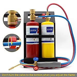 RTMMFG Oxygen MAPP Torch Kit Portable Cylinder Metal Stand, for Soldering, Brazing, Sparker, Protection glass, Extra nozzle(Gas Cylinders Not Included)