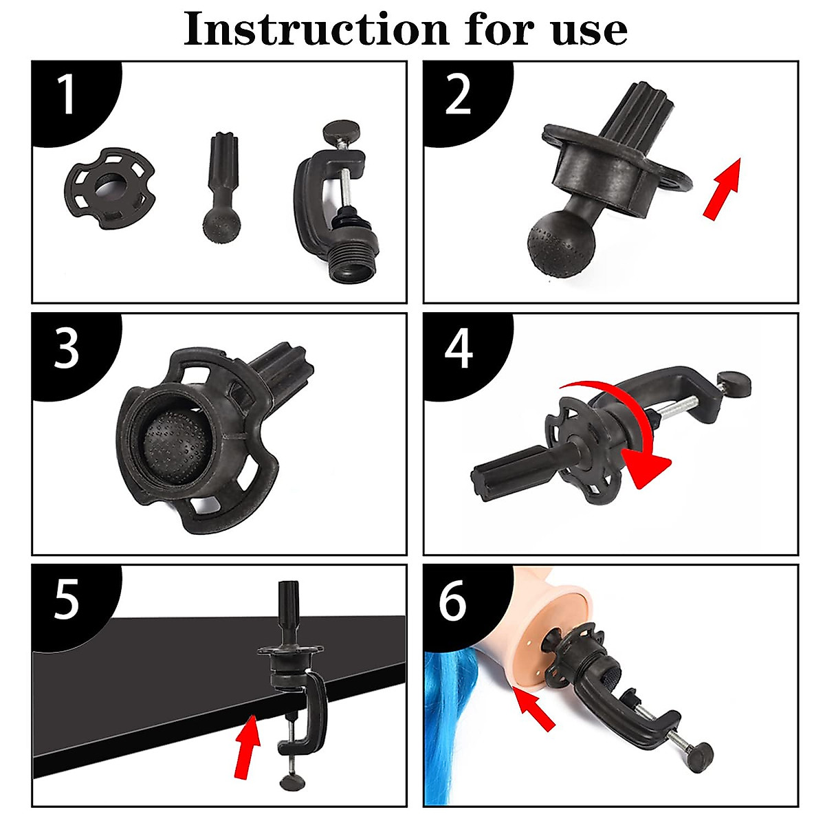 SOPHIRE 100% Real Hair Mannequin Head with Stand, Hairdressers' Practice Training Head and Cosmotology Doll Head for Hairstyling and Braid - Natural Black