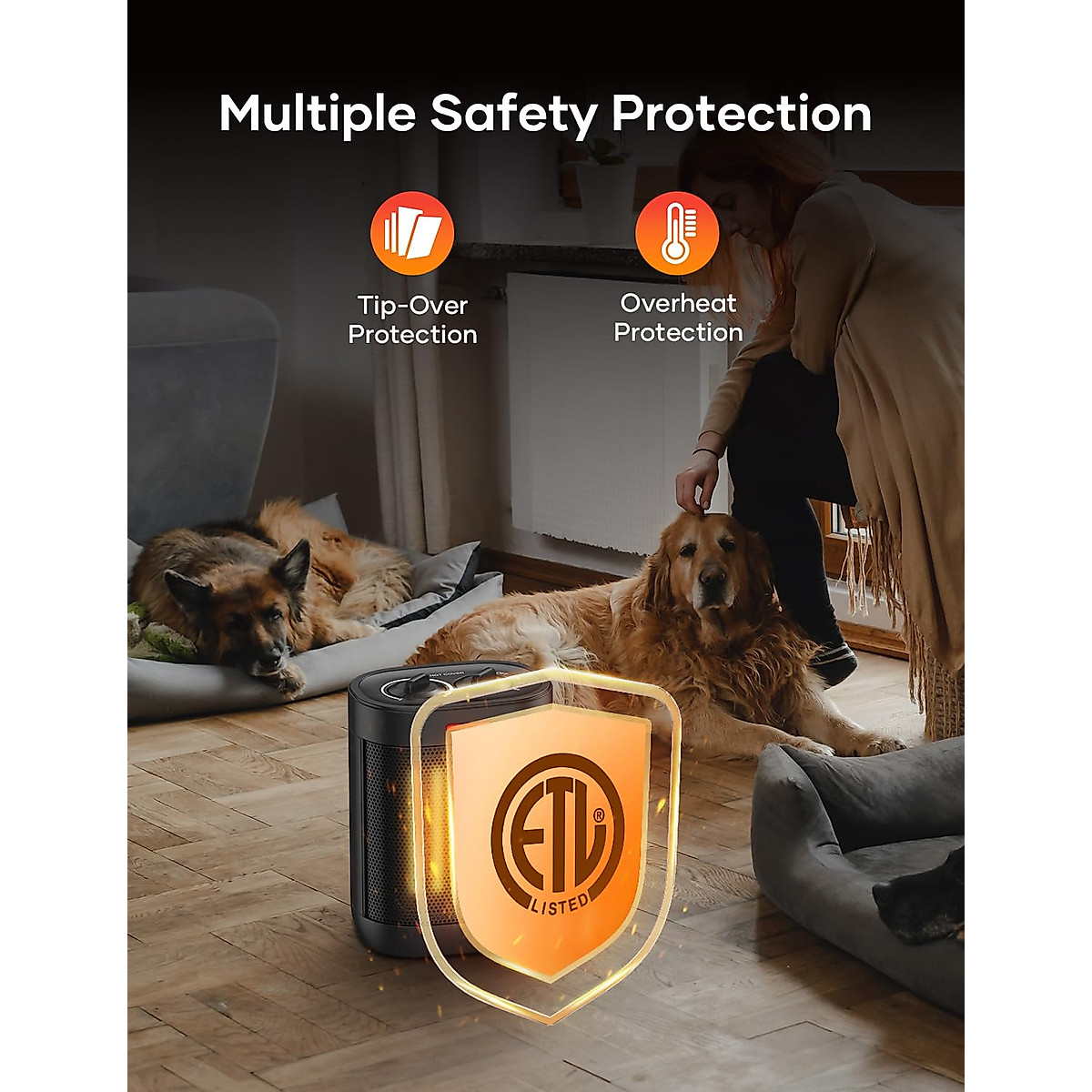 1000W PTC Ceramic Small Space Heaters with Overheating & Tip-Over Protection, Portable Electric Mini Heater Fast Quiet Heating for Office Bedroom Desk