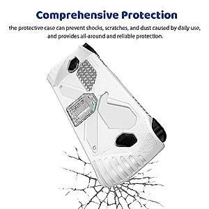 Protective Case for Rog Ally with Kickstand, DOBEWINGDELOU TPU Protector Case Cover Skin with Foldable Stand Accessories for Rog Ally Game Handheld 2023, Shockproof Non-Slip Anti-Collision White