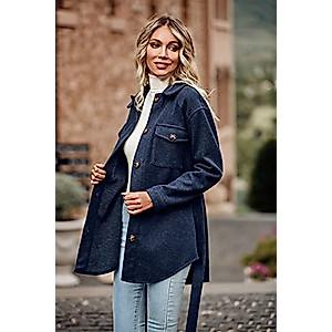 PRETTYGARDEN Women's 2023 Fashion Winter Trench Coats Lapel Button Down Peacoat Belted Outwear Casual Jackets (Navy,X-Large)