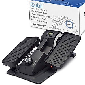 Cubii Jr: Desk Elliptical w/Built in Display Monitor, Easy Assembly, Quiet & Compact, Adjustable Resistance (Silver)