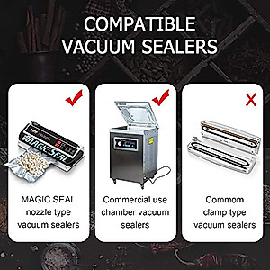 Chamber Machine Vacuum Pouches, MAGIC SEAL Vacuum Sealer Smooth Flat Bags, Size 8" x 12", Pack of 100 Pre-Cut - NOT Compatible with FoodSaver Type Vacuum Sealers, BPA Free