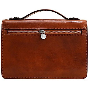 Floto Milano Mini Full Grain Leather Satchel Handbag (Olive (Honey) Brown)