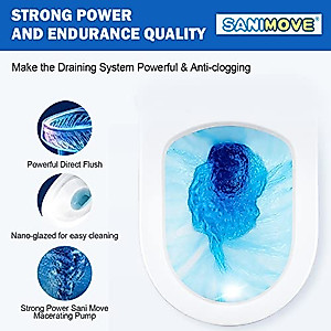 500 watt Macerating Toilet with Pump, Upflush Toilet for Basement for Kitchen Sink Bathroom Included Macerator Pump, Water Tank, Elongated Toilet Bowl, Seat Cover, Extension Pipe