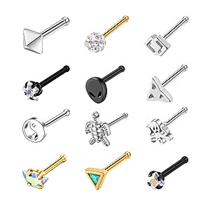 Kvficaz 20 pieces female nose ring nose stud 316 stainless steel nose jewelry beautiful fashion cool female male jewelry