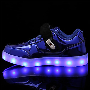 YuanRoad LED Light up Shoes Kids LED Sneakers USB Rechargeable Glowing Luminous for Boys Girls Toddler Child SAJIAET519-Blue-35
