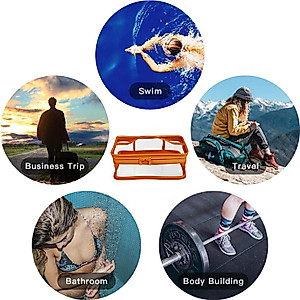 Transparent Makeup Bag Zipper Waterproof Handbag Portable Travel Storage Pouch 2 Pcs (Orange, Yellow)