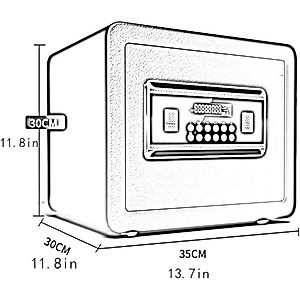 Security, LCD Display Safe Safety Furniture Built-in Alarm Wall Fixed Installation Digital Key Safe Cabinet Safe For ID Papers, A4 Documents, Laptop Computers, Jewels 35 * 30 * 30cm-1
