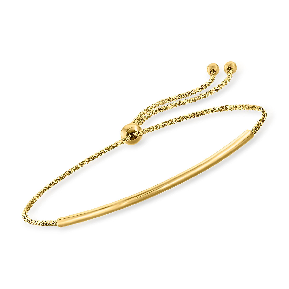 RS Pure by Ross-Simons 14kt Yellow Gold Round Bar Bolo Bracelet
