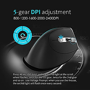 Wireless Bluetooth Ergonomic Vertical Mouse Programmable Custom Buttons Onboard Memory USB Computer Mouse for Office Gaming Right Hand PC Mouse