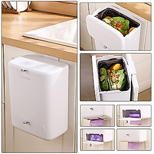 Kitchen Hanging Trash Can with Lid for Under Sink/Cupboard/Bathroom/Bedroom/Office/Camping,Small Wall-Mounted Indoor Kitchen Trash Bin,2.4 Gallon Kitchen Compost Bin