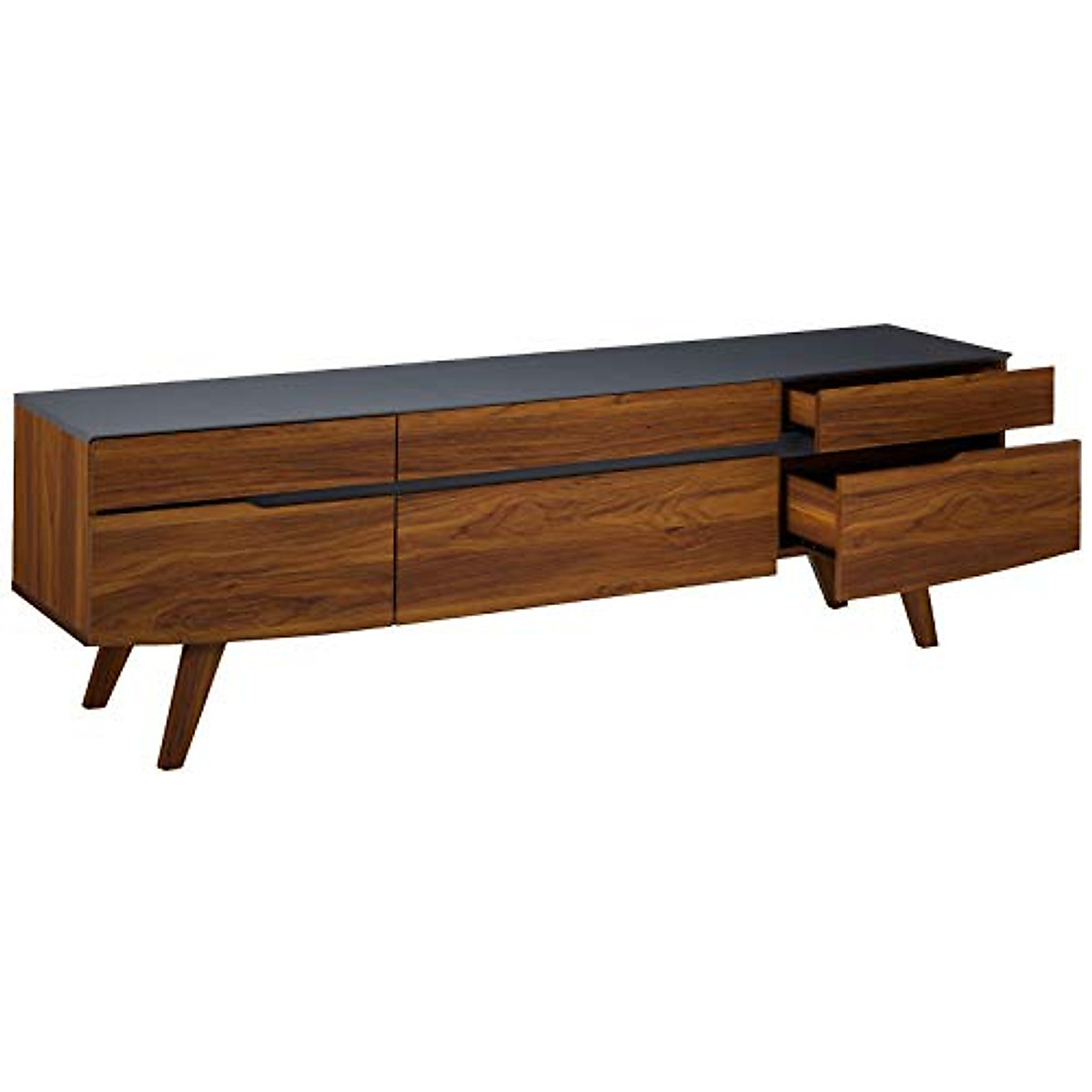 Modway Scope 71" Mid-Century Modern Low Profile Entertainment TV Stand, Walnut Gray