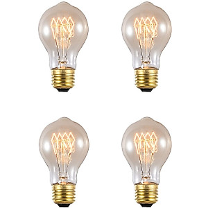 Lxcom Lighting A19 Vintage Light Bulbs, E26 110V 25W Warm Dimmable Vintage Style Incandescent Light Bulbs for Wall Sconces, Ceiling Light, 4 Pack